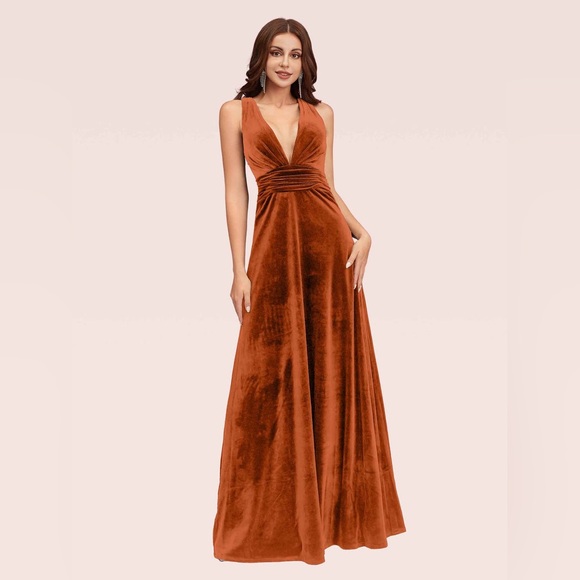 CETIMS | Dresses | Nwt Cetims Velvet Vneck Criss Cross Long Gown Dress ...